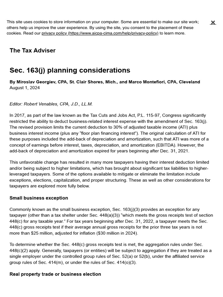 Sec. 163 (J) Planning Considerations | PDF | Expense | Lease