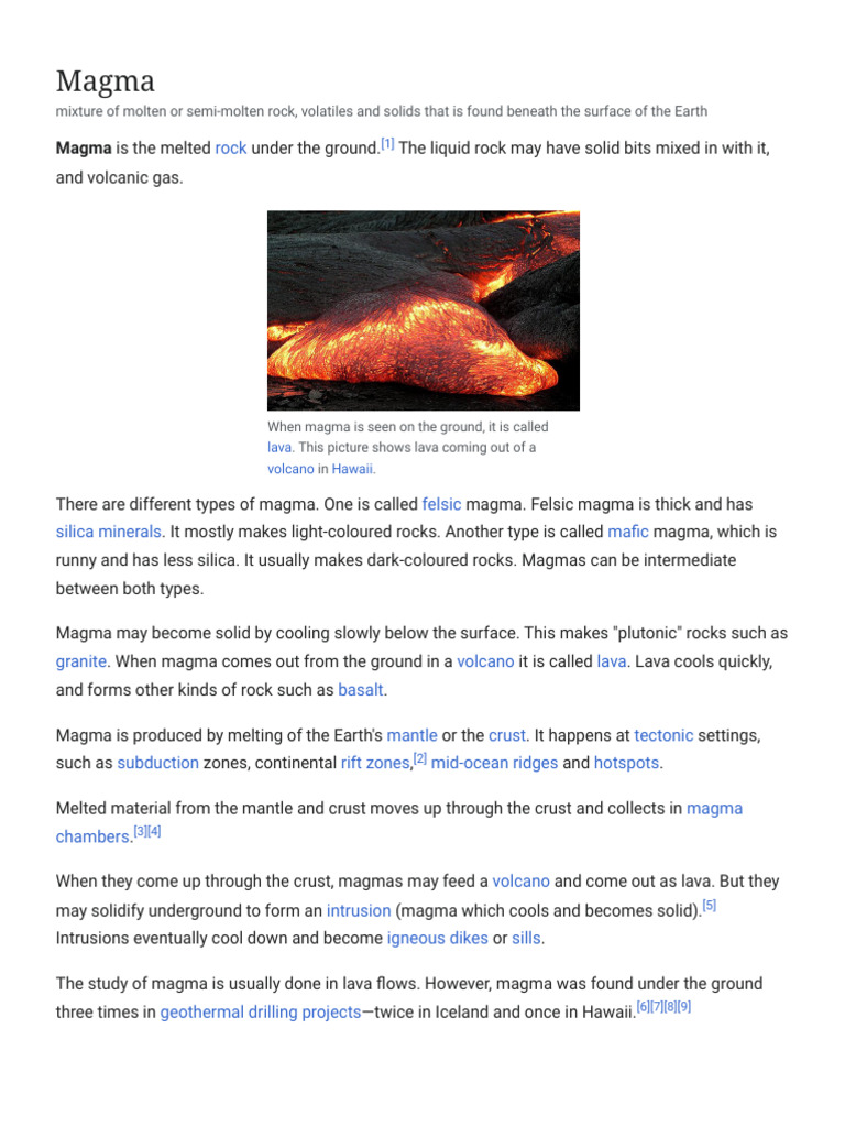 Understanding Magma Types and Formation | PDF | Magma | Lava