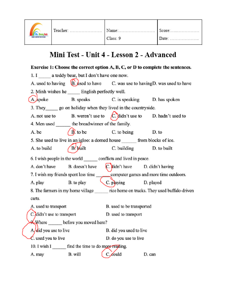 Minitest G9 Advanced U4L2 | PDF