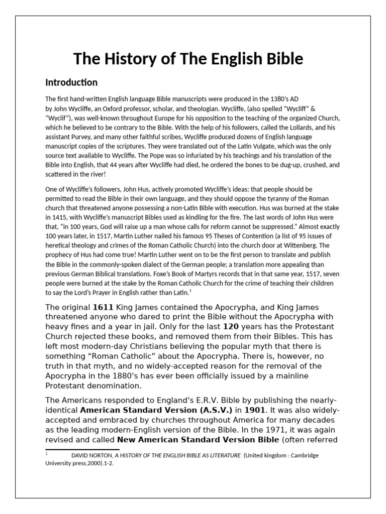 DEEPAK SIR-ASSINGMENT-The History of The English Bible | PDF | King ...