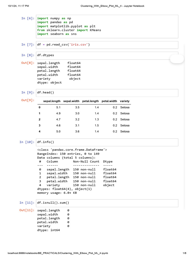 Clustering - With - Elbow - Plot - ML - 4 - Jupyter Notebook | PDF | Computer Programming