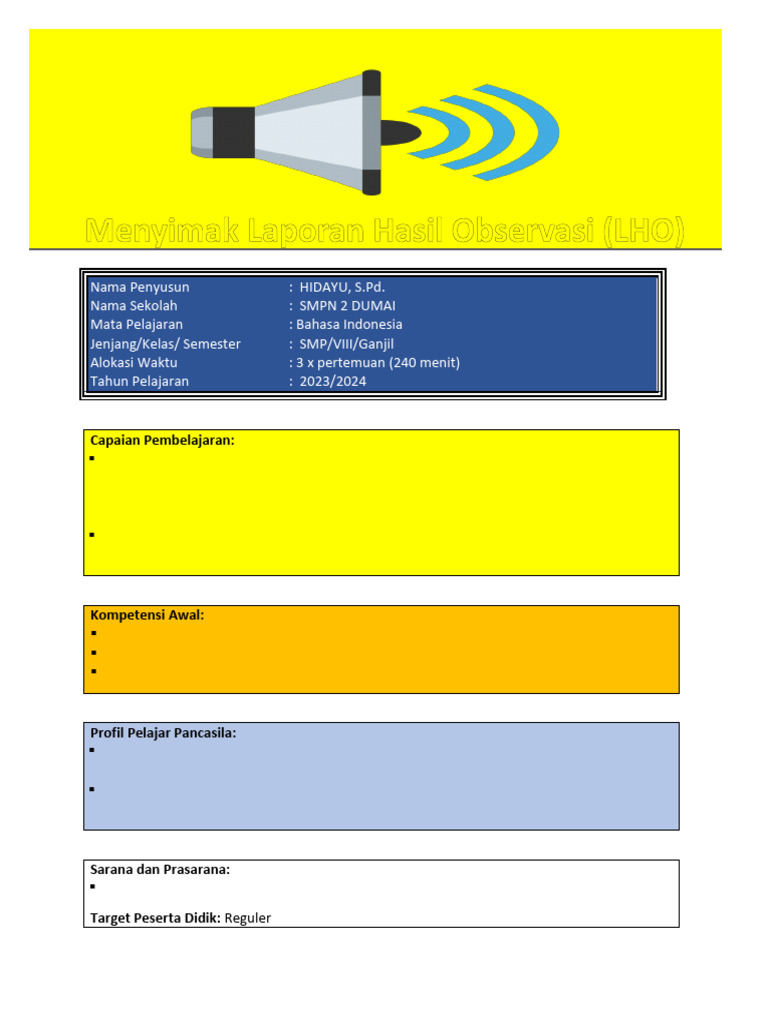 BAB 1 Laporan Hasil Observasi (LHO) | PDF | Karier & Perkembangan