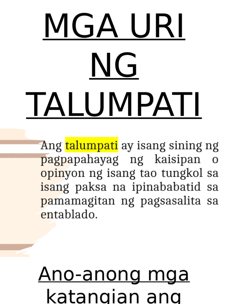 MODULE 5 Mga Uri NG Talumpati | PDF