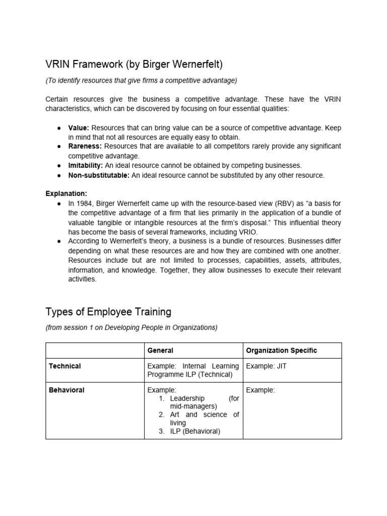 Understanding the VRIN Framework | PDF | Instructional Design | Cognition