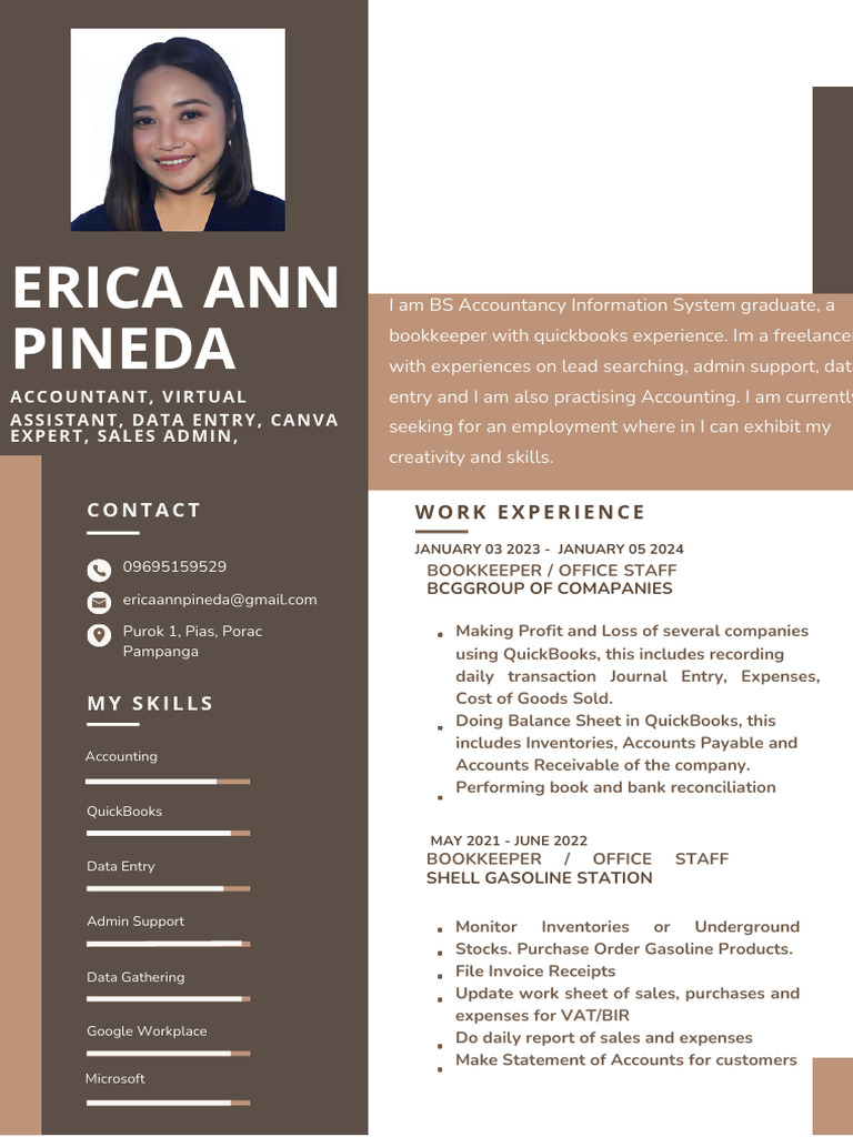 Erica Ann Pineda Resume | PDF | Bookkeeping | Quick Books