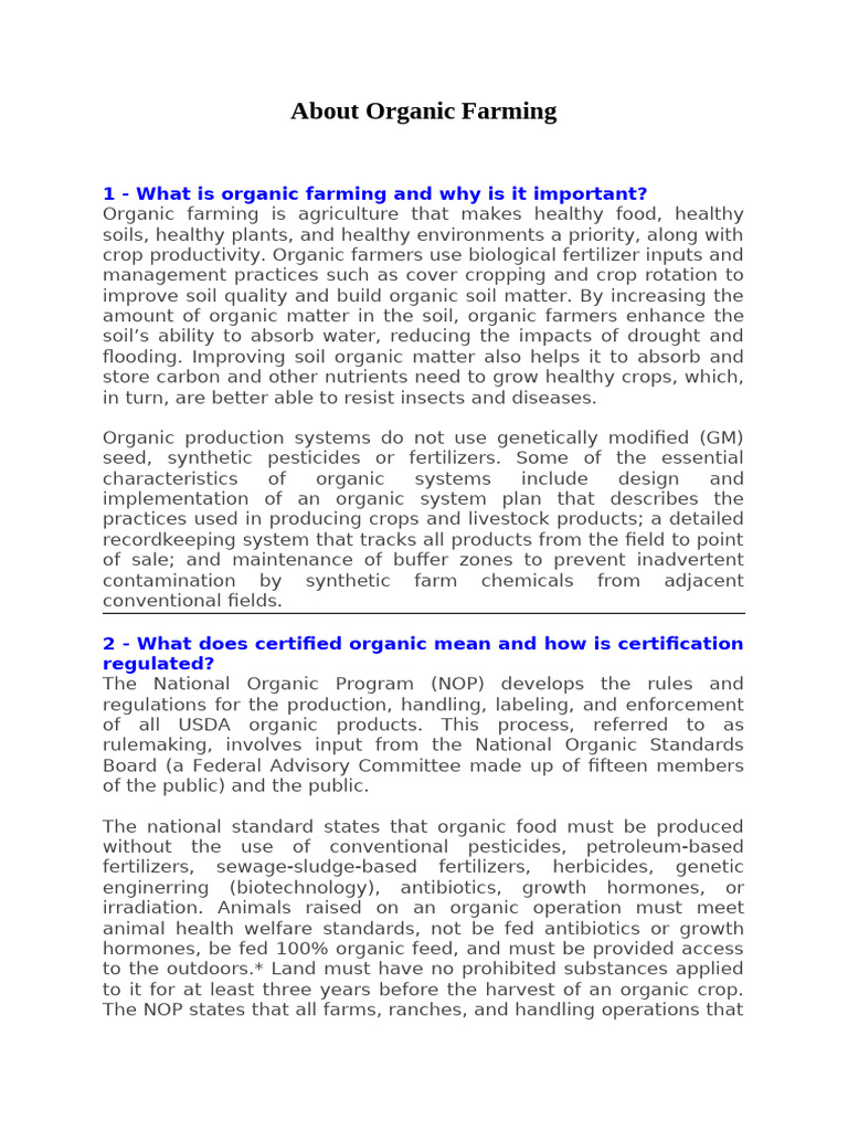 Q&A-about Organic Farming | PDF | Organic Farming | Agriculture