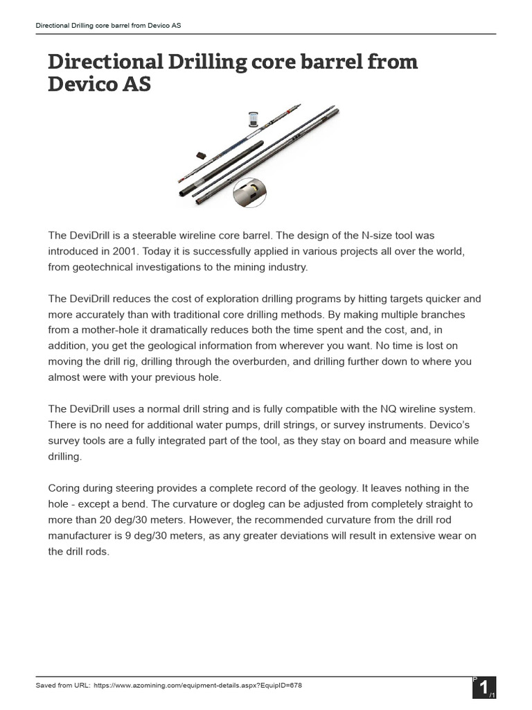2 678 201005260717 Directional Drilling Core Barrel From Devico As | PDF
