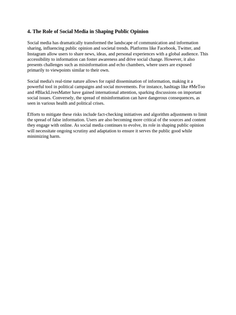 The Role of Social Media in Shaping Public Opinion | PDF | Social ...