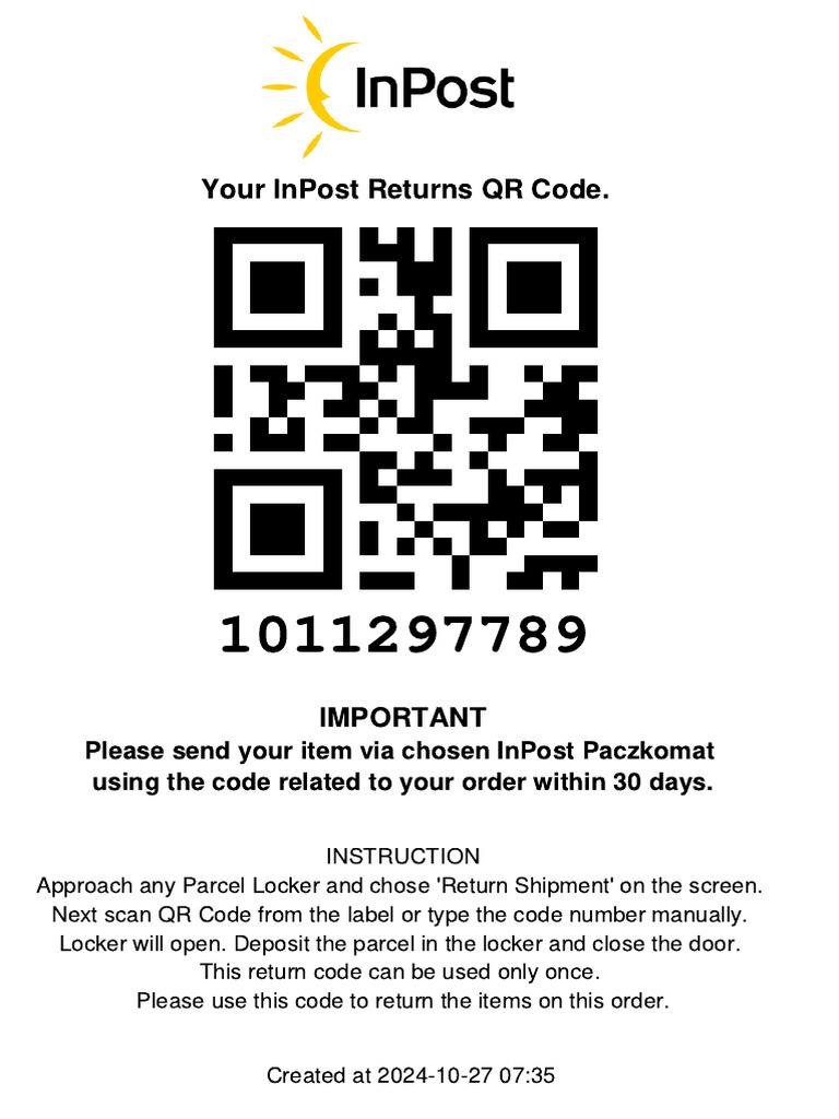 Your Inpost Returns QR Code | PDF | Business | Finance & Money Management