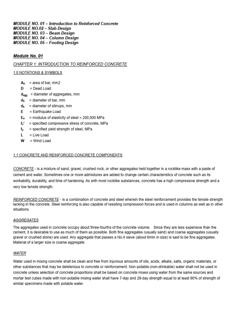 Chapter 1 Introduction To Reinforced Concrete | PDF | Concrete ...