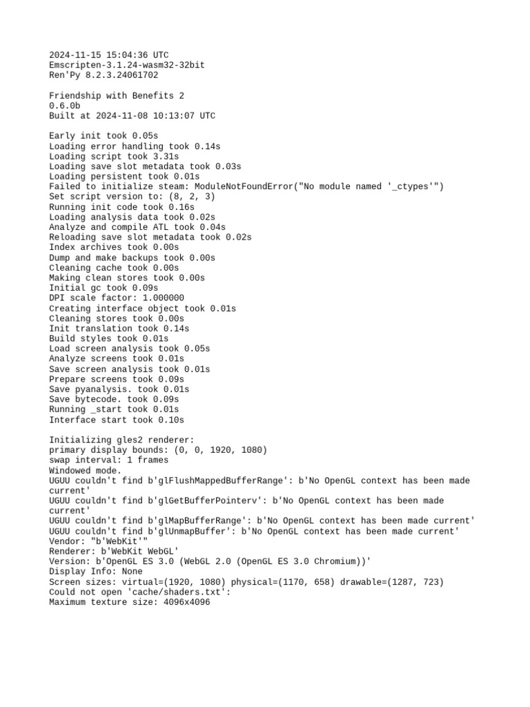 Ren'Py Game Initialization Log | PDF