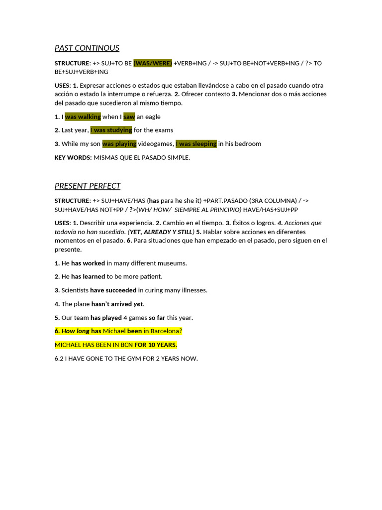 PP, Pastperf, Past Cont | PDF