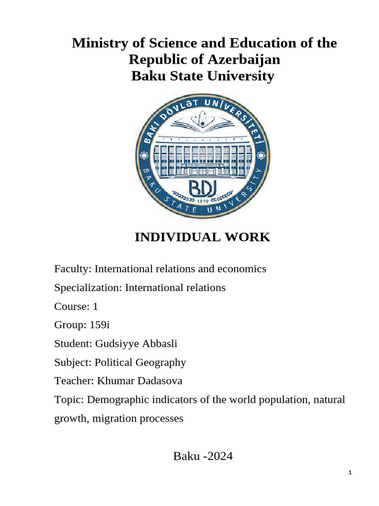 Demographic Indicators of The World Population, Natural Growth ...
