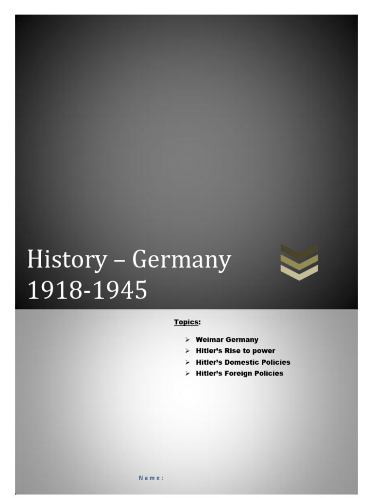 History Y10 Booklet | PDF | Weimar Republic | Otto Von Bismarck