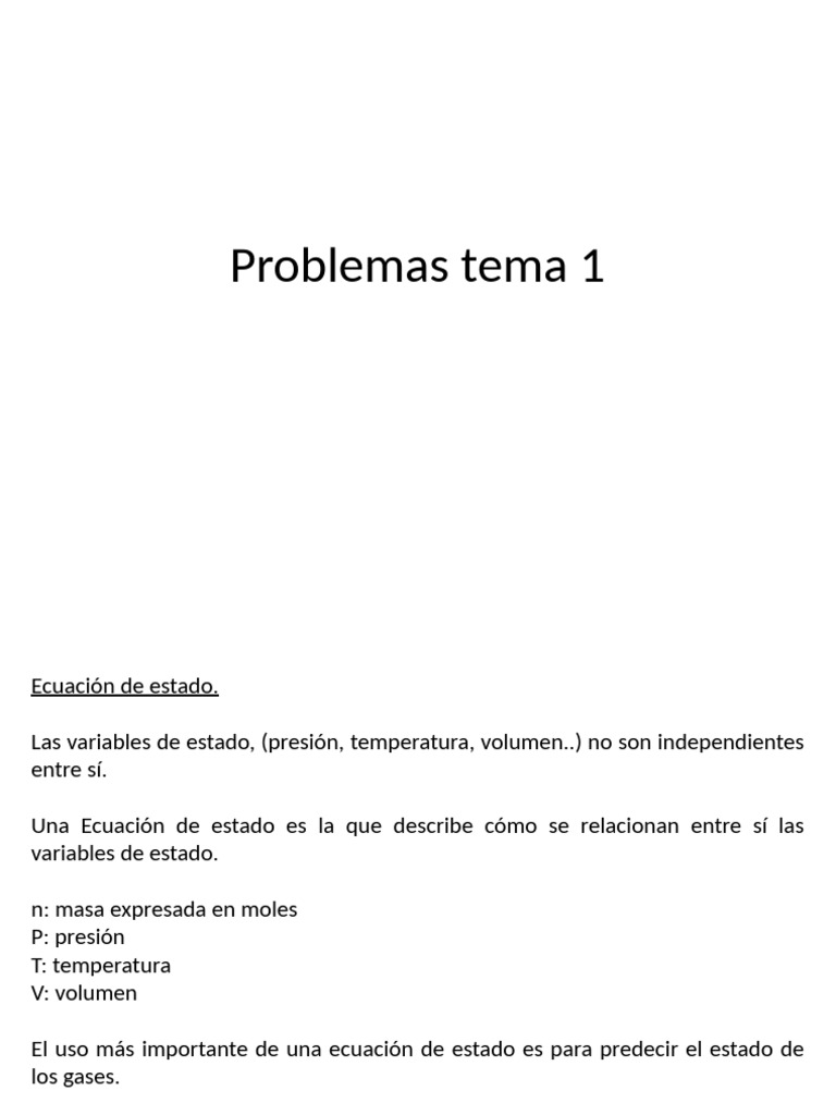 Problemas Tema 1 Termo Cinética | PDF | Gases | Temperatura