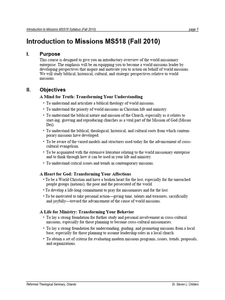 2010 04 2MS518 Introduction To Missions | PDF | Christian Mission ...