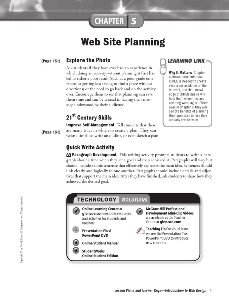 Chapter 5 Lesson Plans and Answer Keys | PDF | Web Design | Lesson Plan