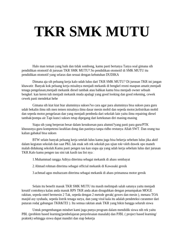 TKR SMK Mutu 02 | PDF