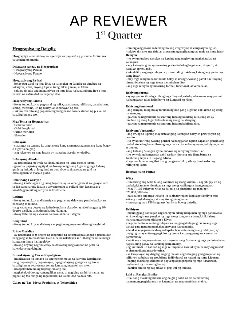 Ap Reviewer | PDF
