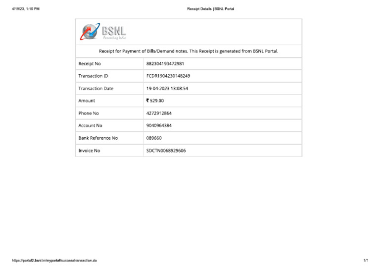 Receipt Details 19-03-2023 | PDF
