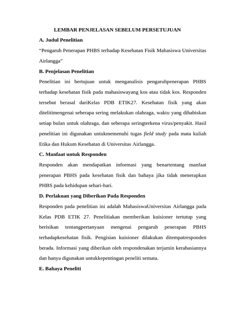 Lembar PSP & Informed Consent | PDF