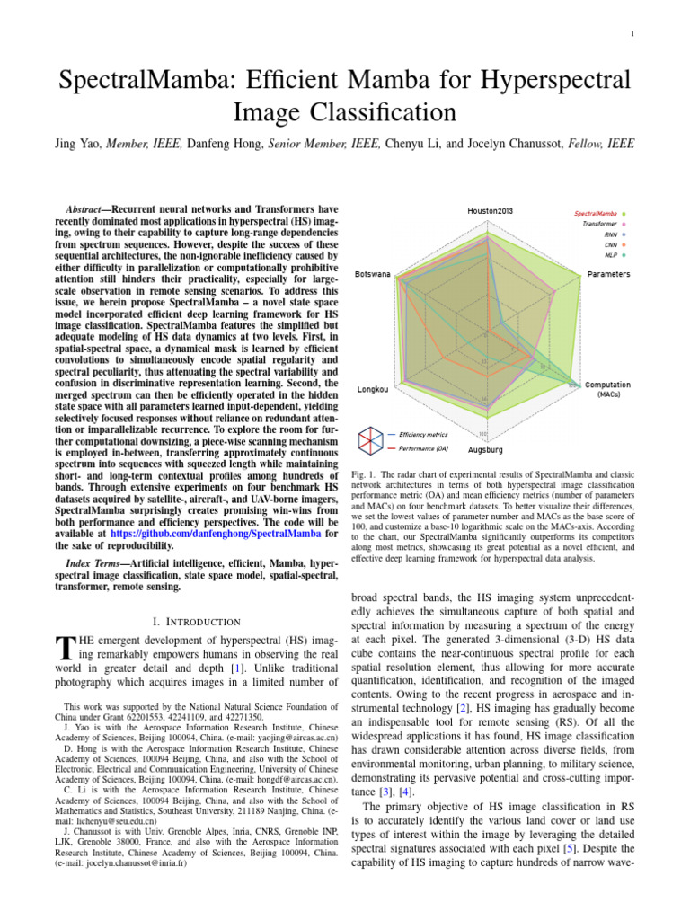 Efficient Mamba For Hyperspectral Classification | PDF | Deep Learning | Machine Learning