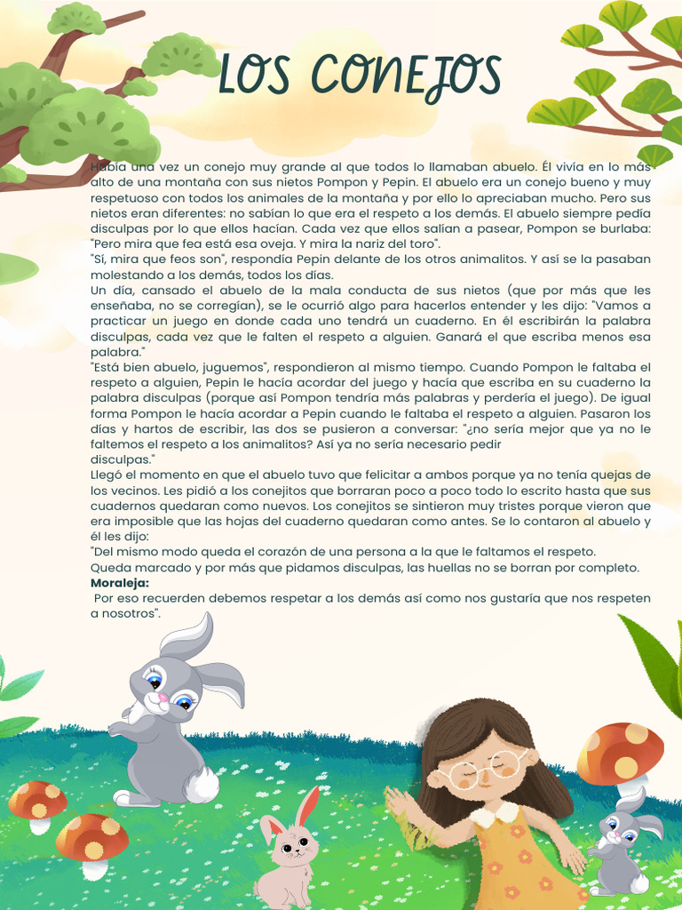 Documento A4 Pagina de Cuento para Niños Ilustrativo Infantil Crema y Beis PDF | PDF