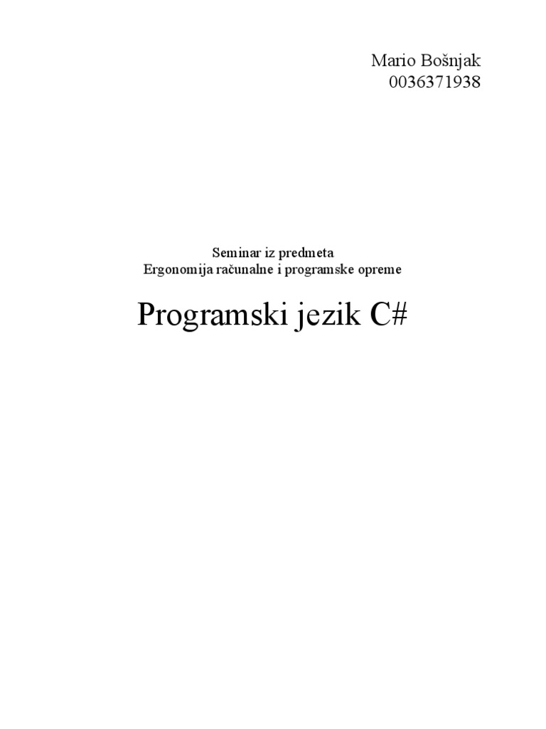 Programski Jezik C# | PDF