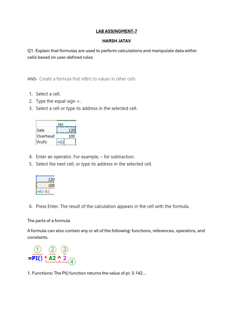 Lab Assingment 7 | PDF | Microsoft Excel | Spreadsheet