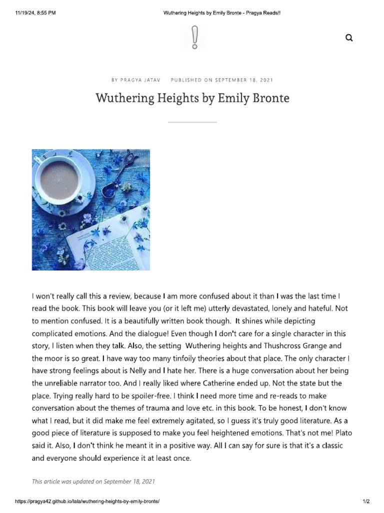 Wuthering Heights Boook Report Board Exams | PDF