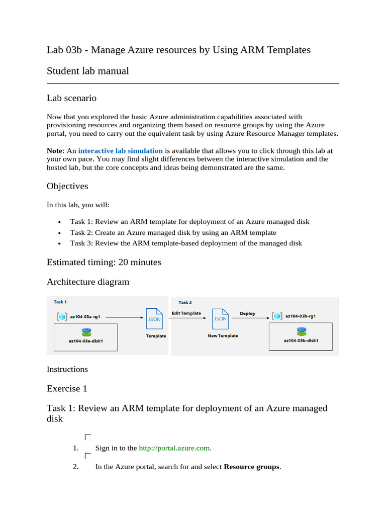 Manage Azure Resources By Using Arm Templates Pdf Computer File Computer Architecture