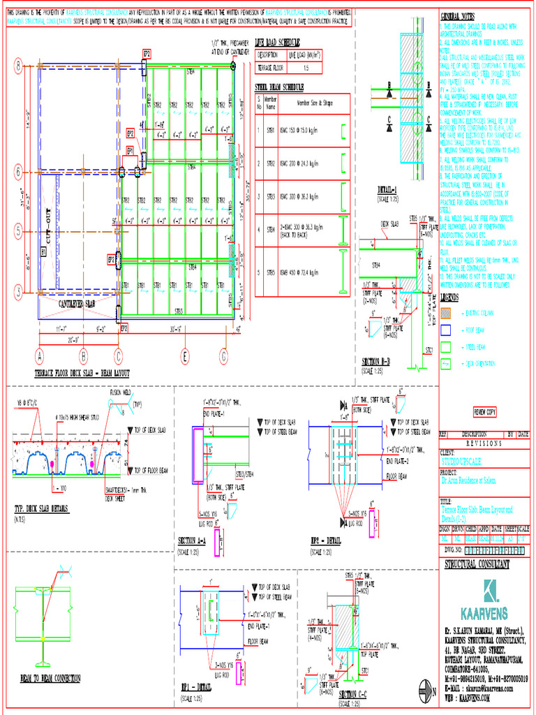 (2-2) Terrace Floor Slab, Beam Layout and Details For Dr. Arun ...