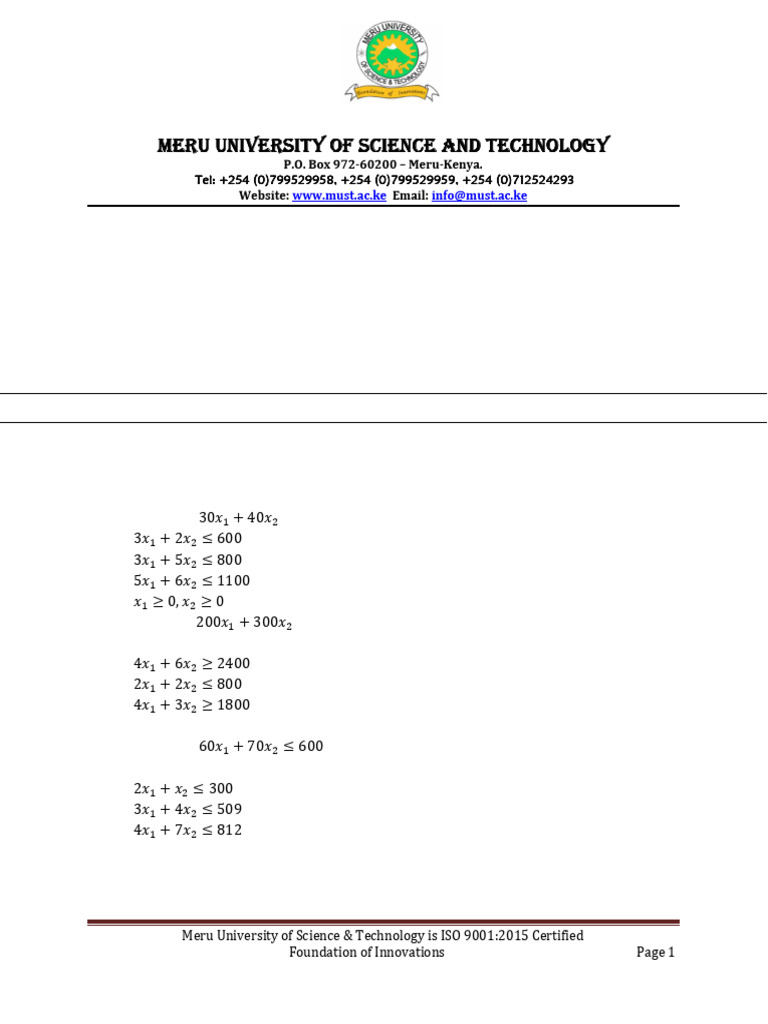 SMB 3425 Operations Research I | PDF | Applied Mathematics | Mathematical Optimization