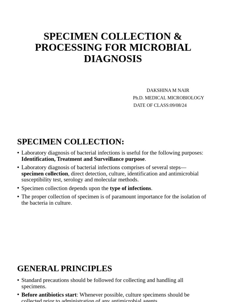 Specimen Collection & Processing | PDF | Infection | Health Sciences