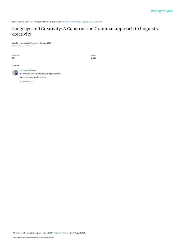 Language and Creativity A Construction Grammar Approach To Linguistic ...