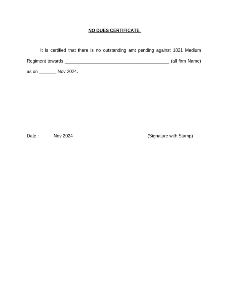 No Dues Certificate Template | PDF