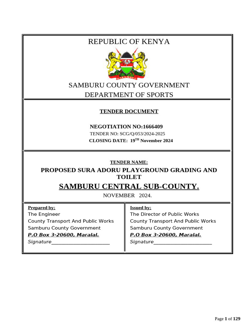 Samburu Playground Tender Notice | PDF | Joint Venture | Tax Exemption