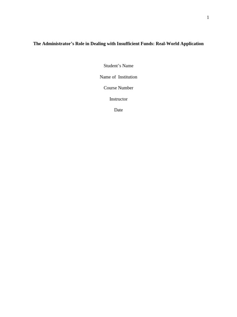 The Administrator's Role in Dealing With Insufficient Funds Real-World ... The Administrator's Role in Dealing With Insufficient Funds Real-World ...