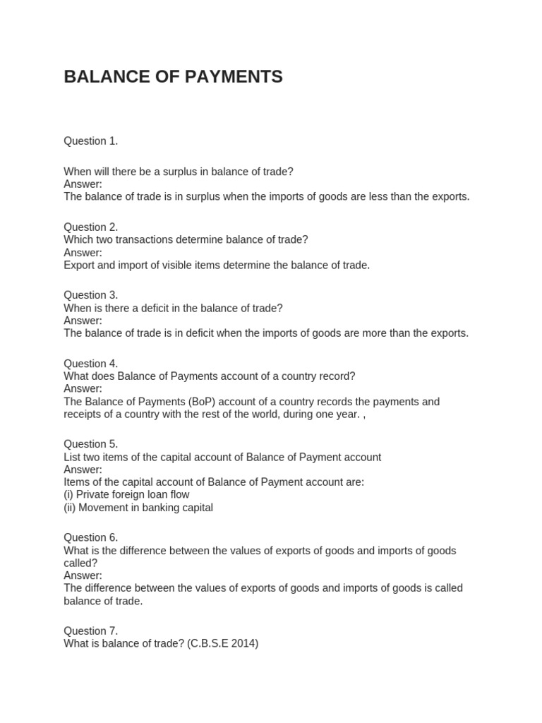 Understanding Balance of Payments Basics | PDF | Balance Of Payments ...