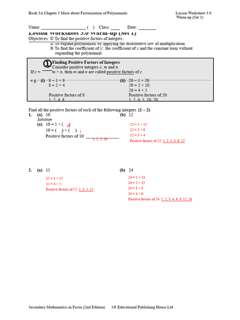 Factorization And Expansion Of Polynomials Pdf Factorization