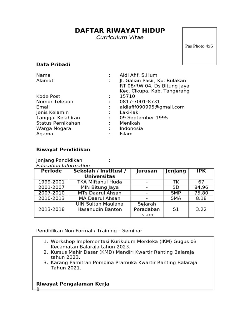 A Riwayat Hidup Afif | PDF