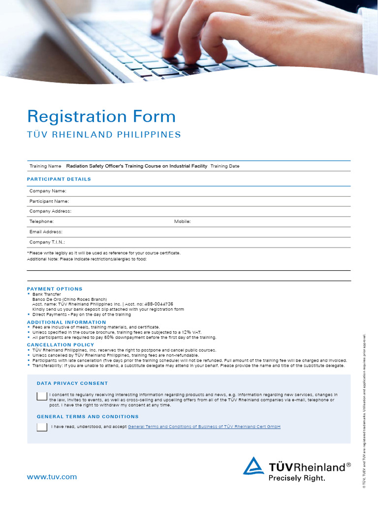 TUV Rheinland Registration Form | PDF | Business