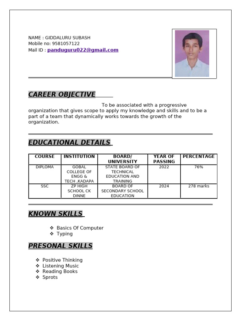 Subash Resume | PDF