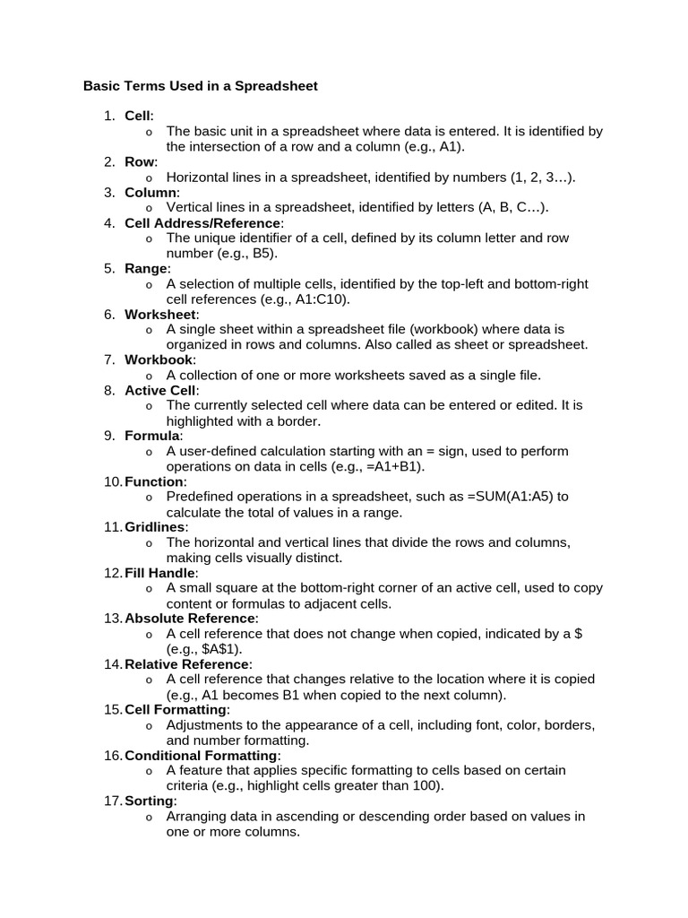 Spreadsheet Basics for Beginners | PDF | Spreadsheet | Computer Programming