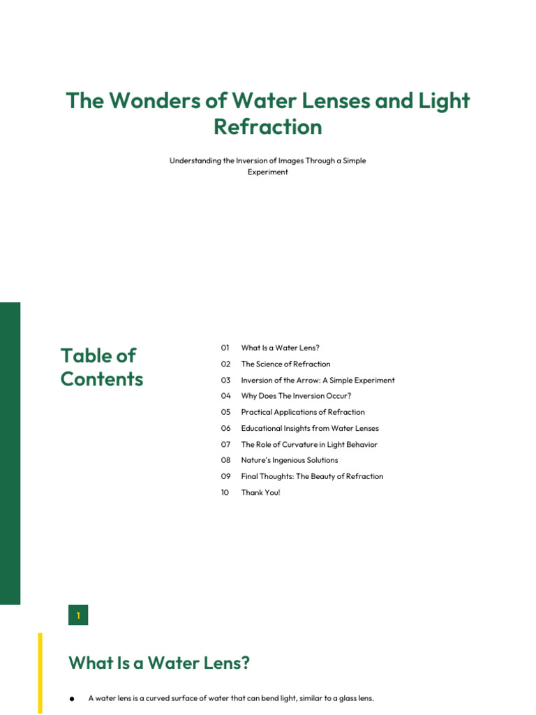 Water Lenses and Light Refraction Explained | PDF | Optics | Refraction