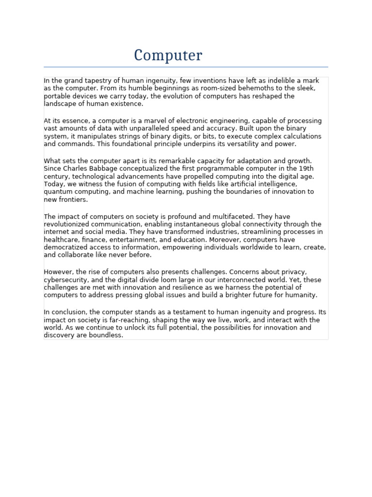 Computer | PDF | Technology & Engineering