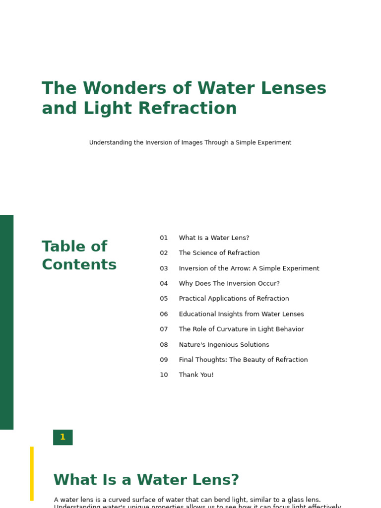 Water Lenses and Light Refraction Explained | PDF | Optics | Refraction