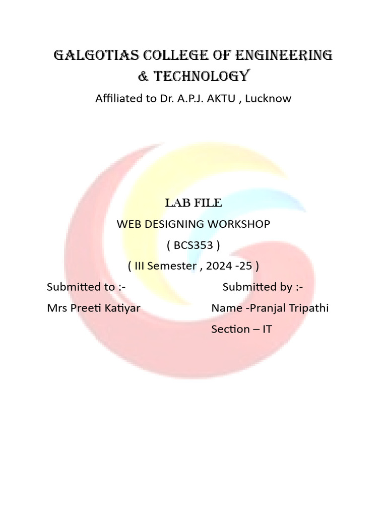 Web Design Lab Guide for IT Students | PDF | Computers