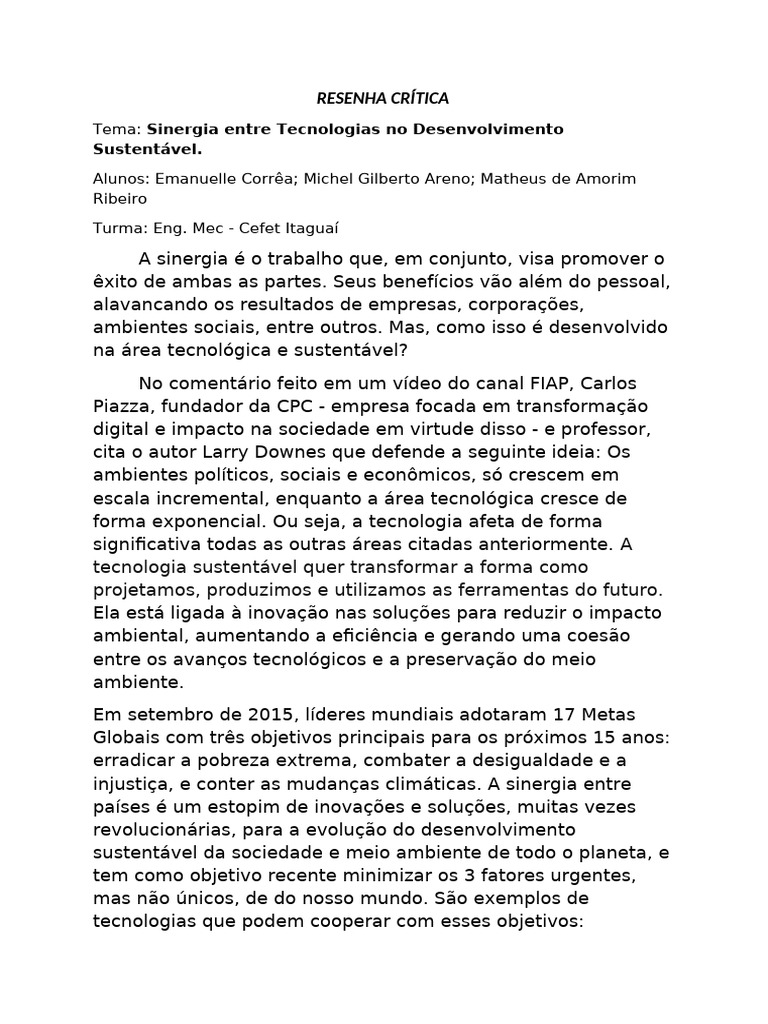 Resenha Crítica - EnG - Mec | PDF | Agricultura | Sustentabilidade