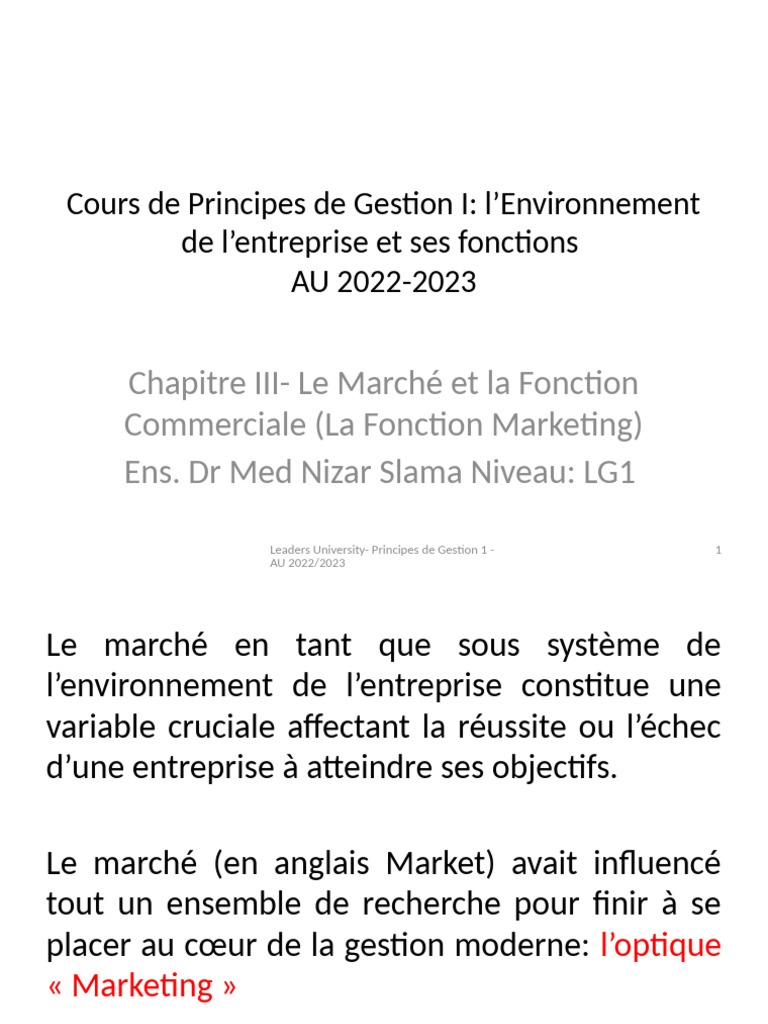 Chapitre 3-LE MARCHE ET LA FONCTION COMMERCIALE | PDF ...